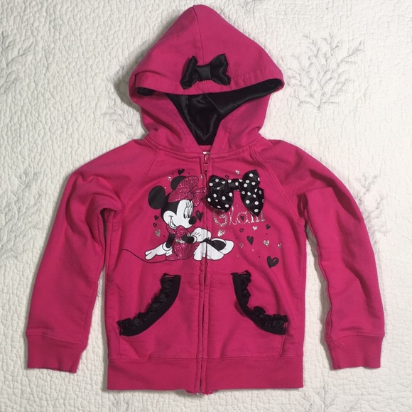 Disney | Jackets & Coats | Zippered Hoodie Pink Disney Minnie Mouse ...